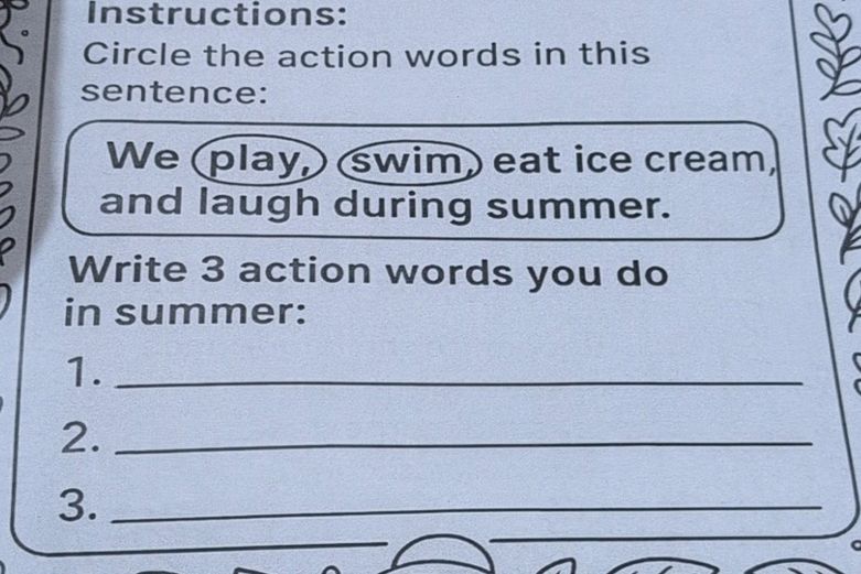 Instructions: Circle the action words in | StudyX