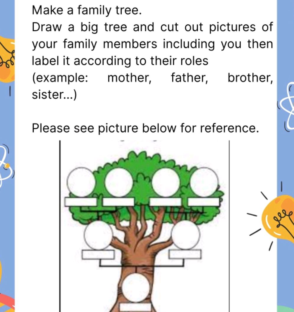 Make a family tree. Draw a big tree and cut | StudyX
