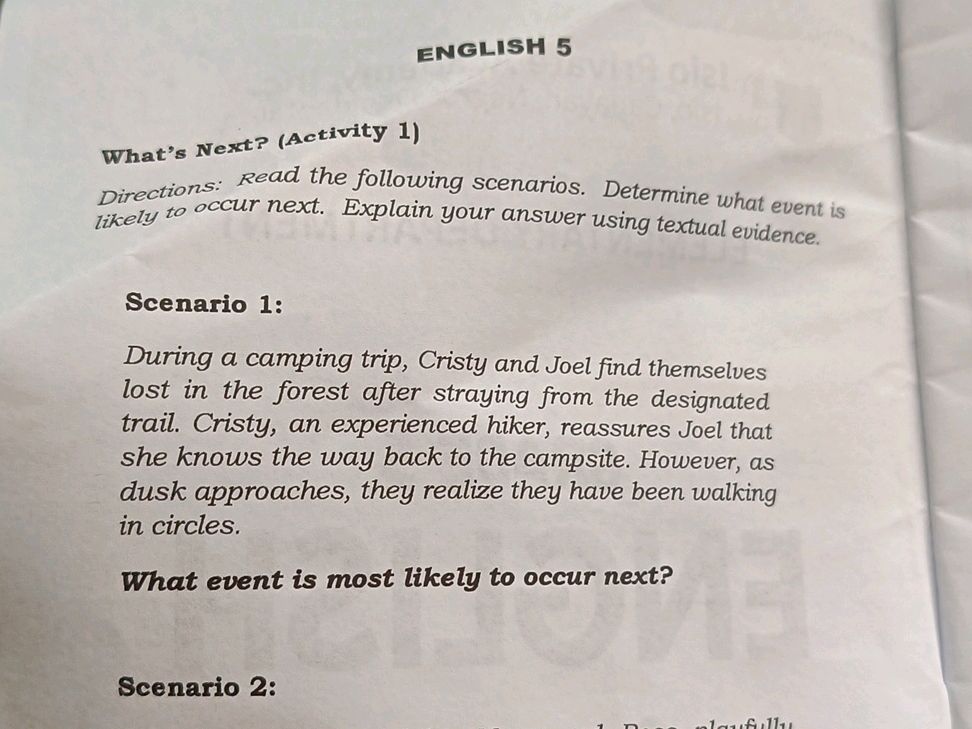 What's Next? (Activity 1) Directions: Read | StudyX