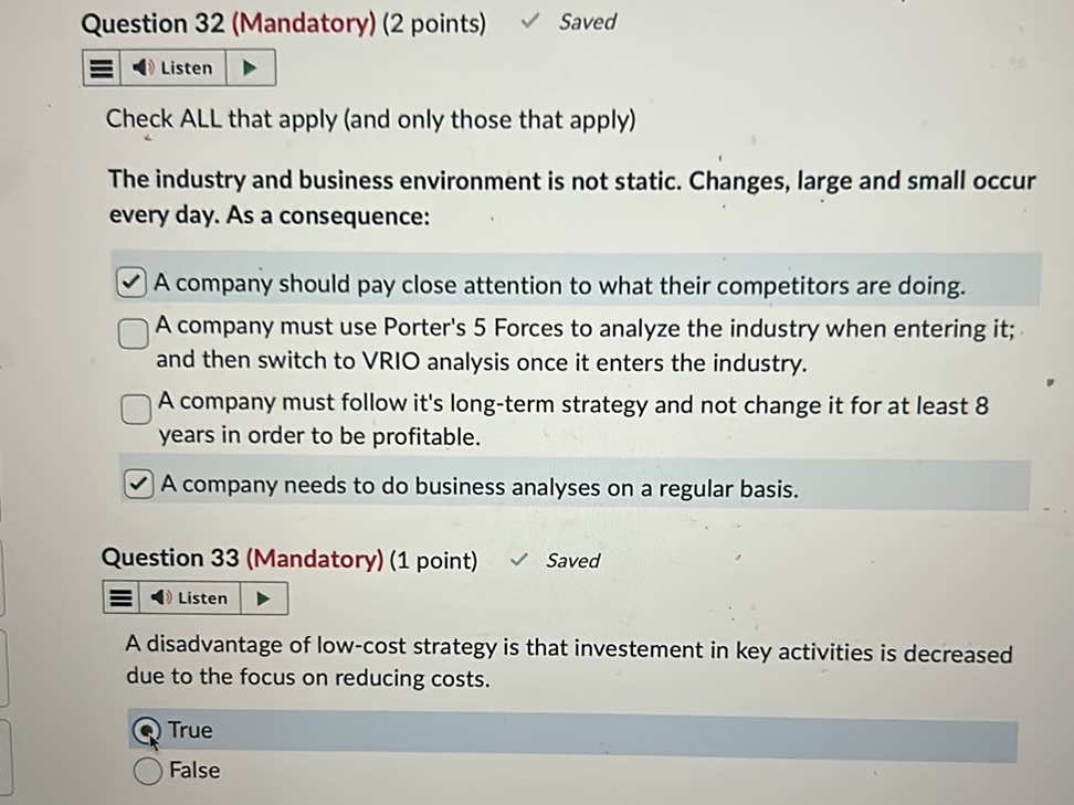 Question 32 (Mandatory) (2 points) Check ALL | StudyX