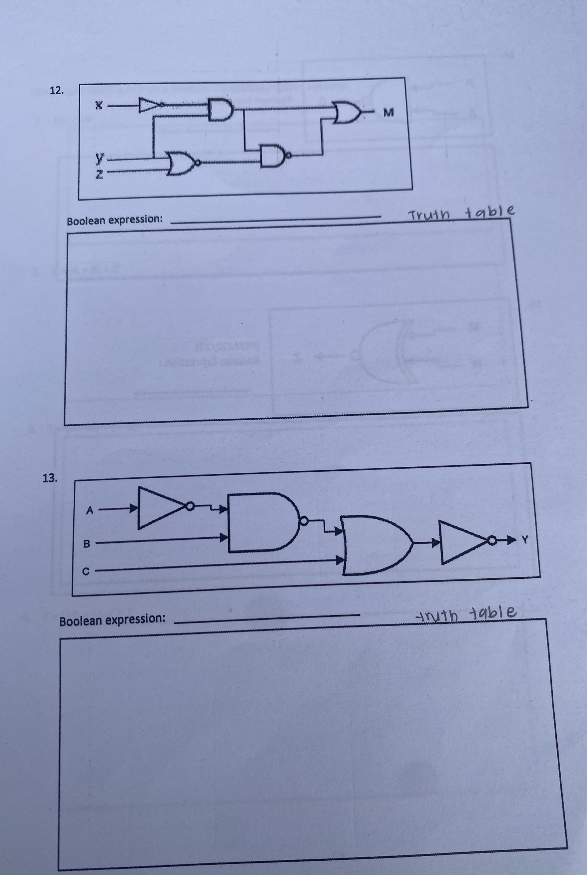 12. X y z Boolean expression: Truth table | StudyX