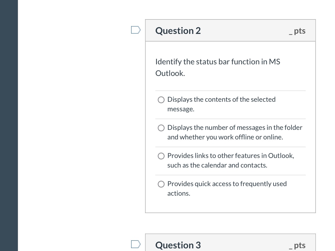Question 2 Identify the status bar function | StudyX