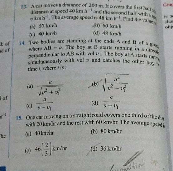 13. A car moves a distance of 200 m. It | StudyX