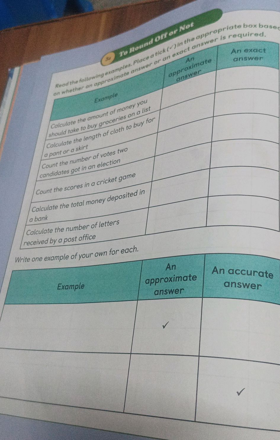 Read the following examples. Place a tick | StudyX