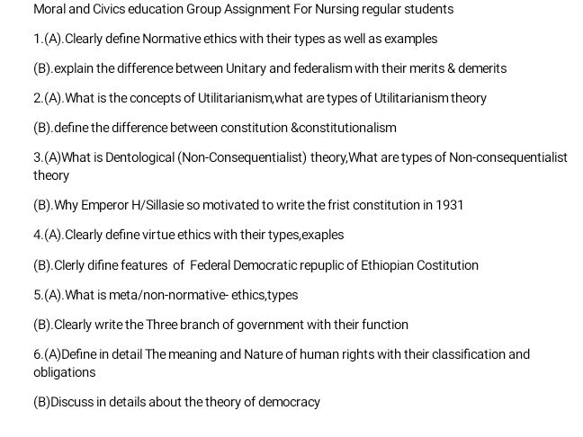 1.(A). Clearly define Normative ethics with | StudyX