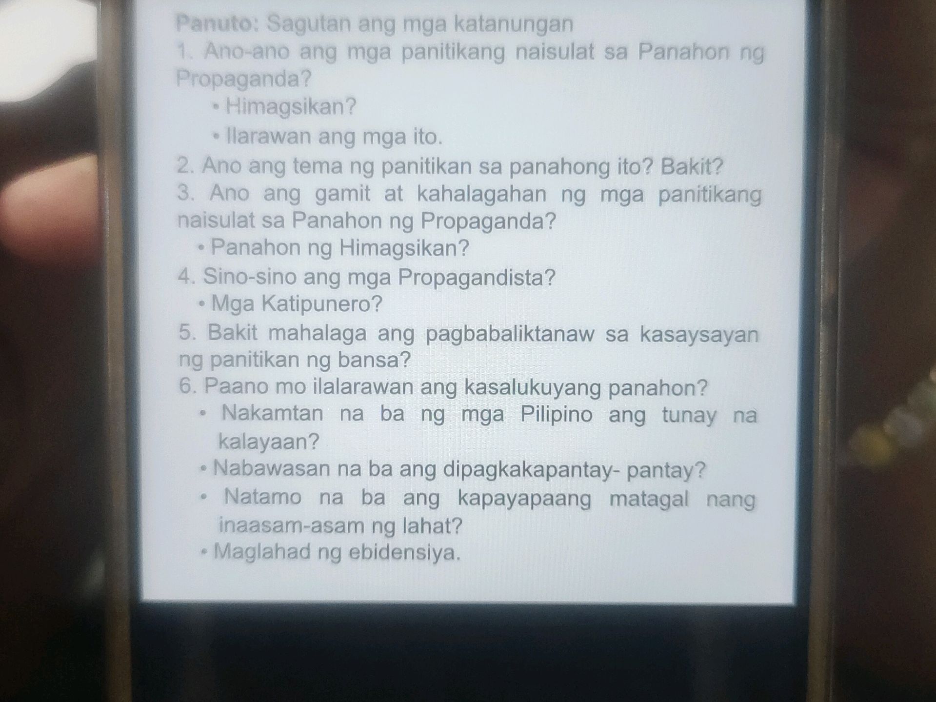 Panuto: Sagutan ang mga katanungan 1. | StudyX