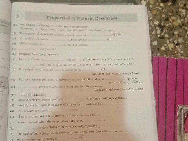 Q1. (A) Fill in the blanks with the | StudyX