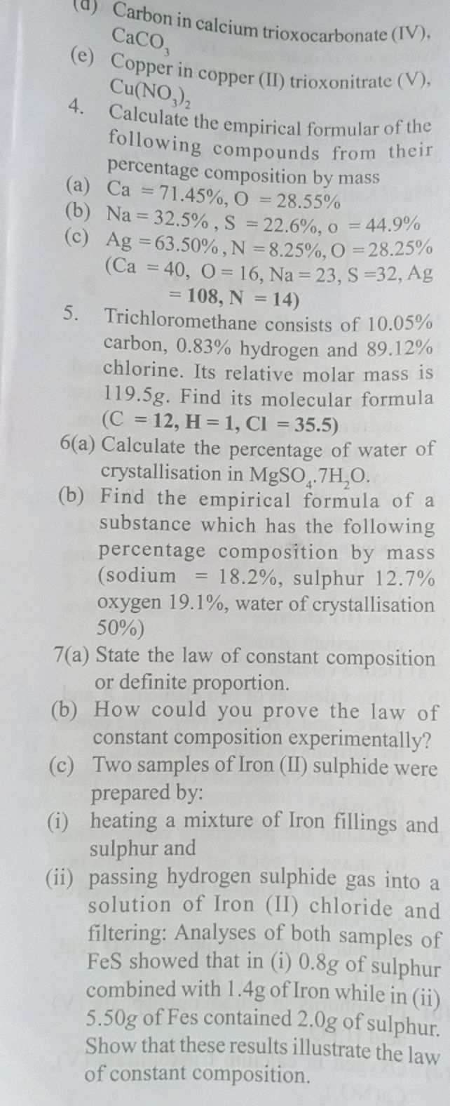 4. Calculate the empirical formular of the | StudyX