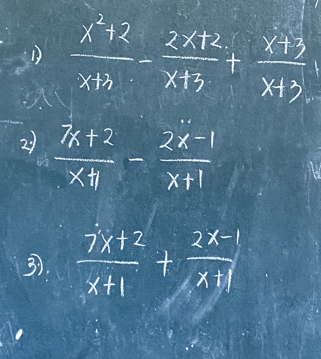 1) {x^2+2}{x+3} - {2x+2}{x+3} + {x+3}{x+3}