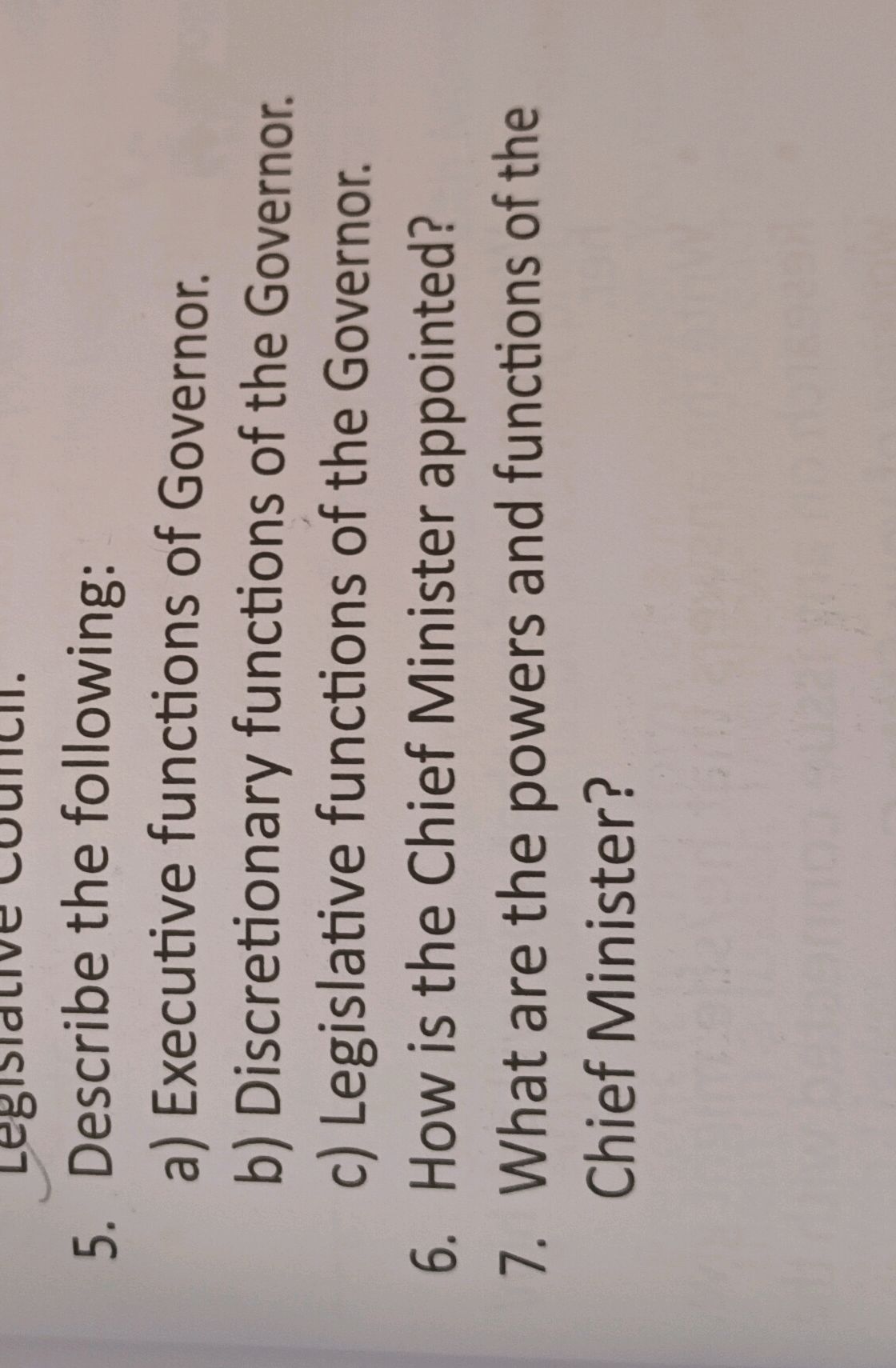 5. Describe the following: a) Executive | StudyX