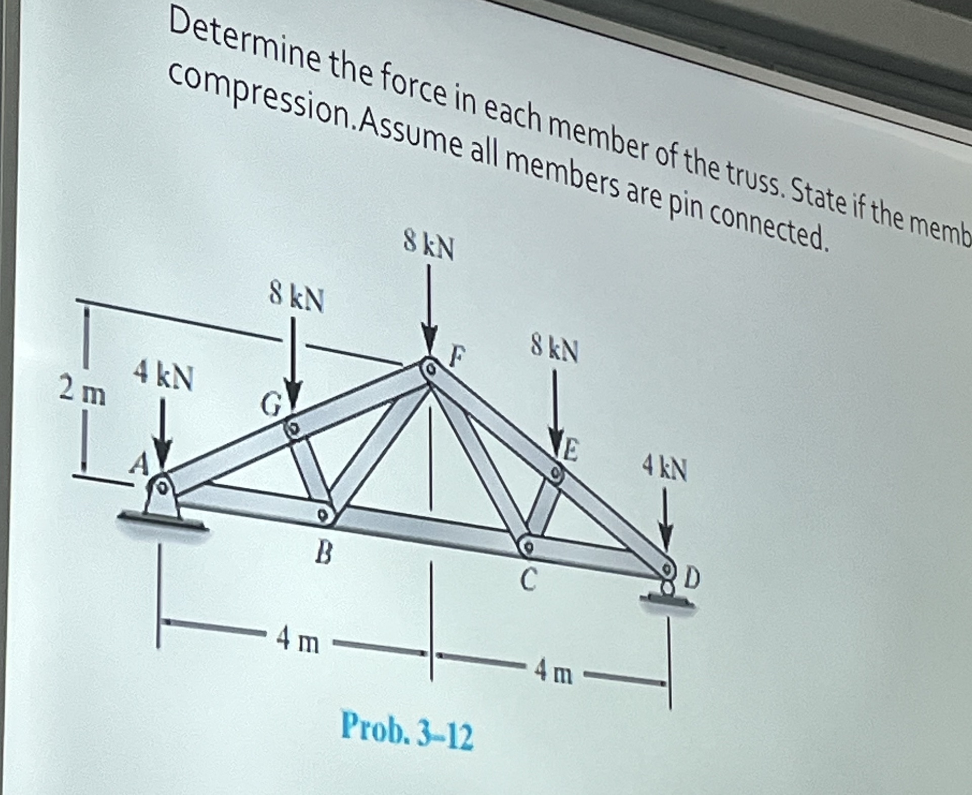 Determine the force in each member of the | StudyX