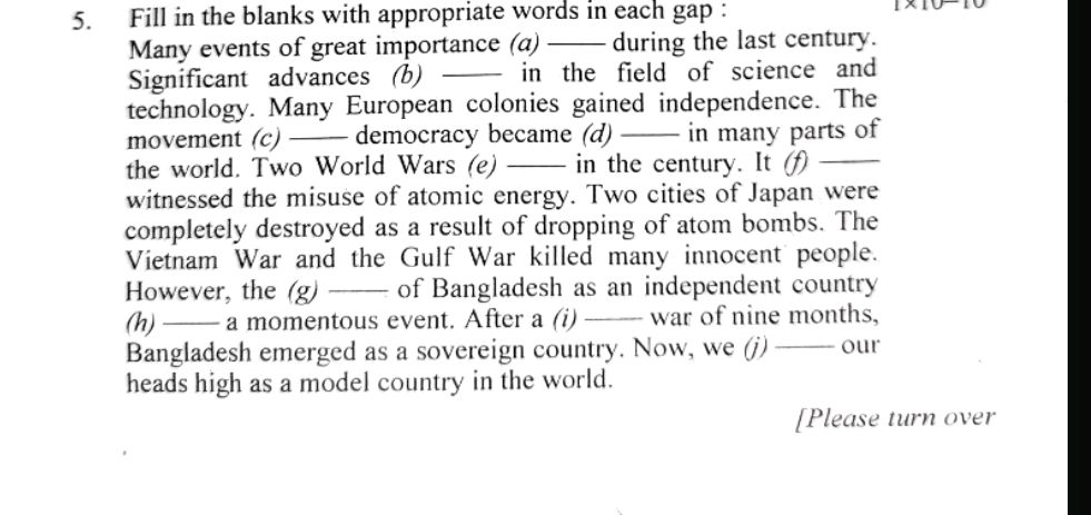 5. Fill in the blanks with appropriate words | StudyX