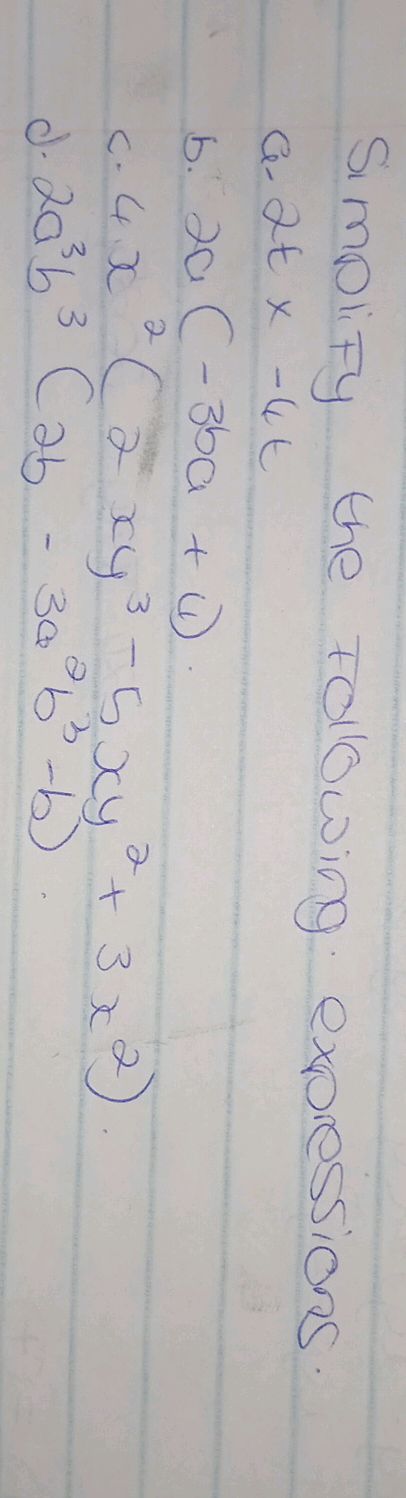 Simplify the following expressions. a. $2t | StudyX