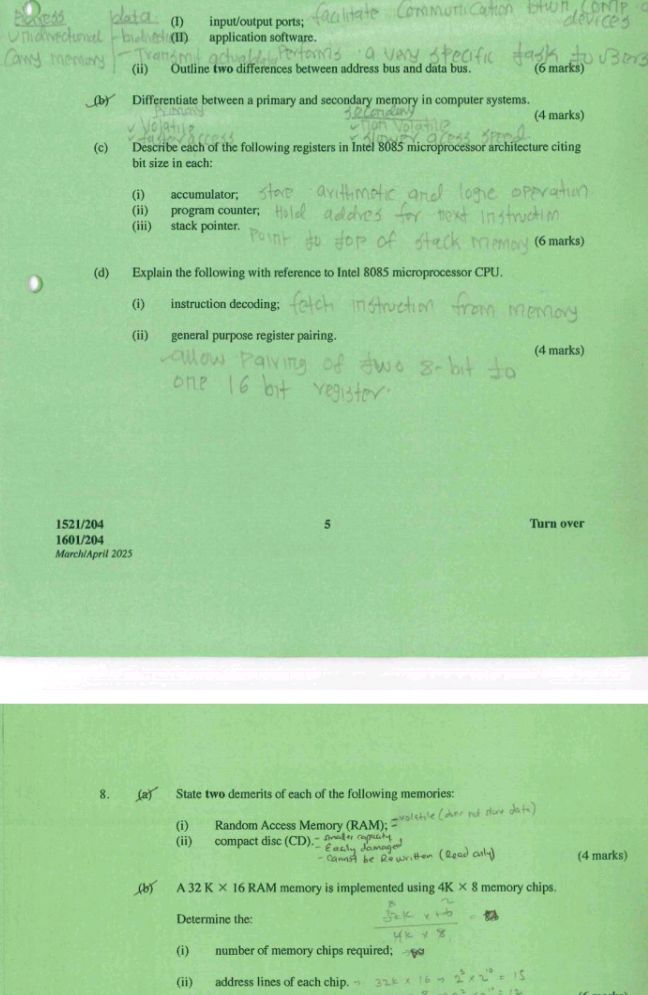 (a) Outline two differences between address | StudyX