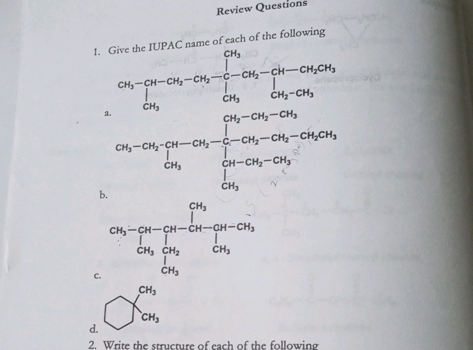 1. Give the IUPAC name of each of the | StudyX