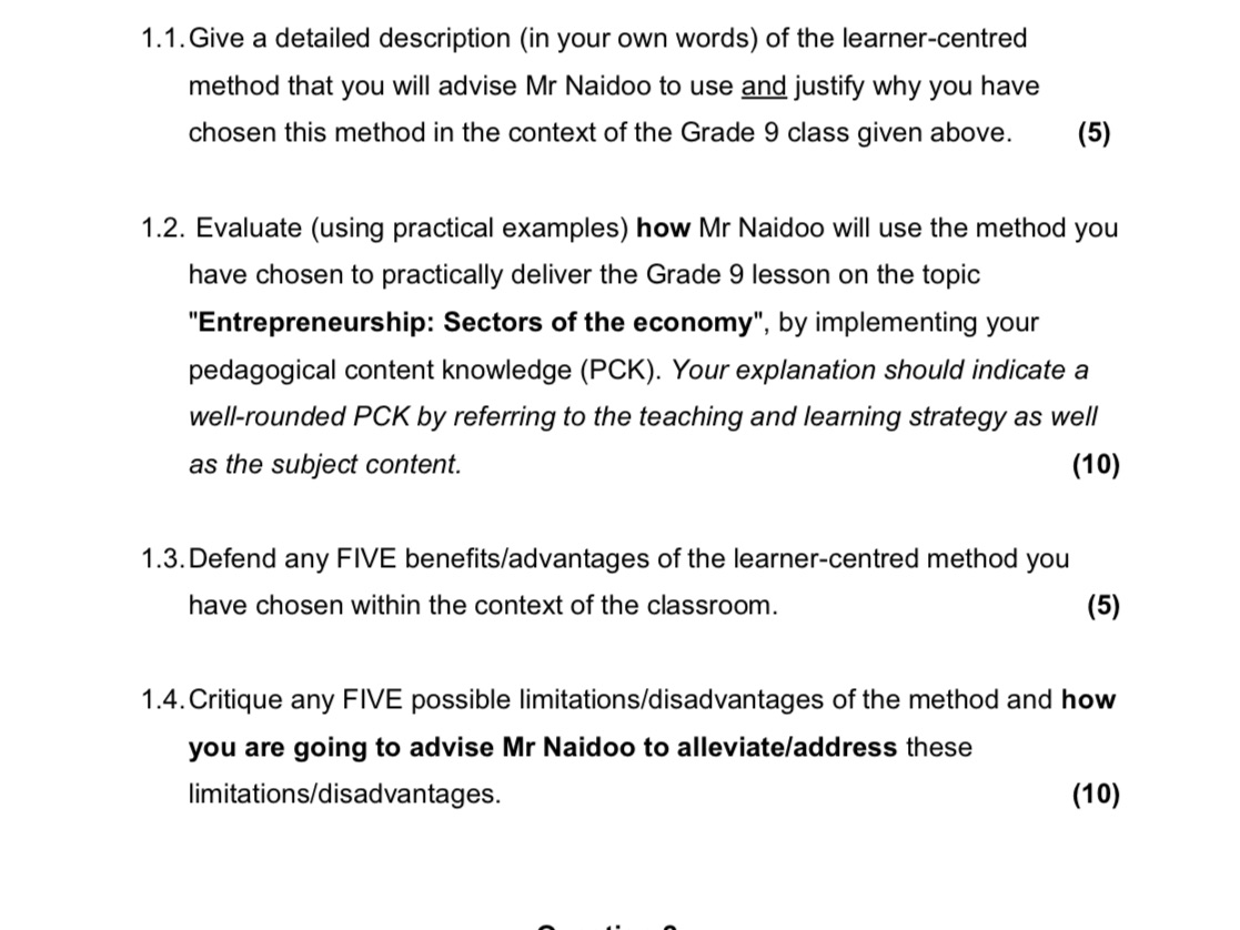 1.1. Give a detailed description (in your