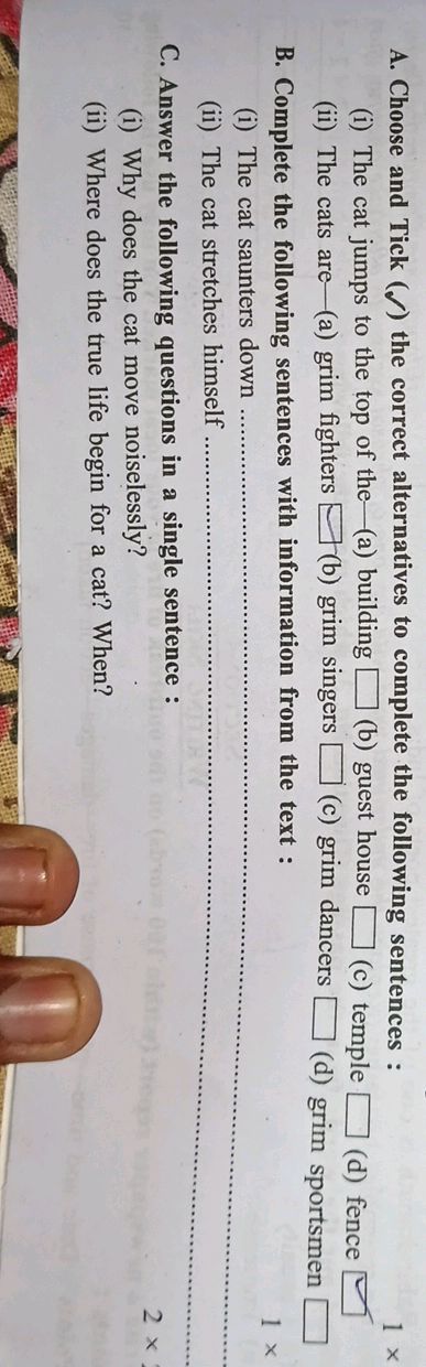 A. Choose and Tick ( ) the correct | StudyX