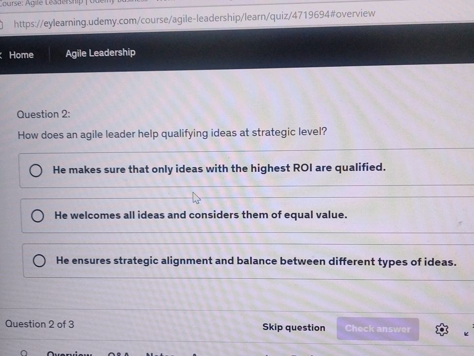 Question 2: How does an agile leader help | StudyX