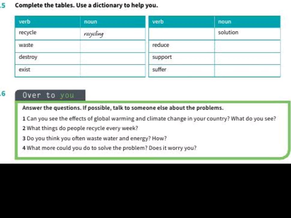 5 Complete the tables. Use a dictionary to | StudyX
