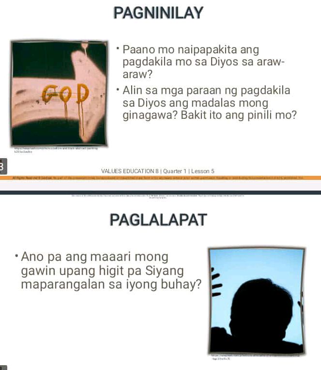 PAGNINILAY Paano mo naipapakita ang
