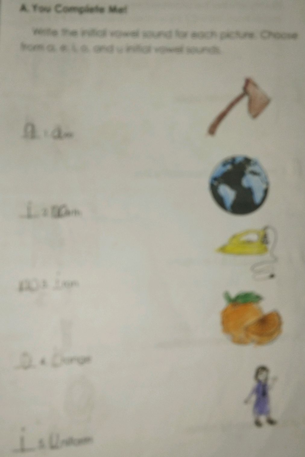 Write the initial vowel sound for each | StudyX