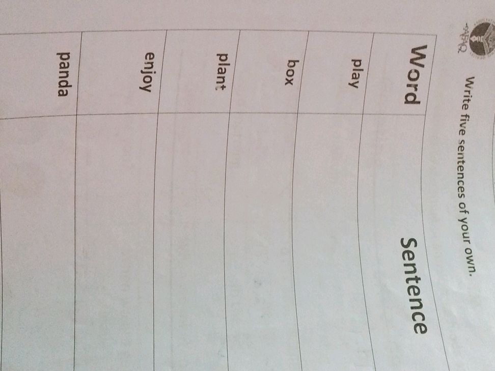 Write five sentences of your own. | Word | | StudyX