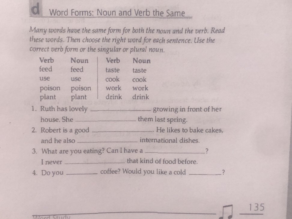 Word Forms: Noun and Verb the Same Many | StudyX
