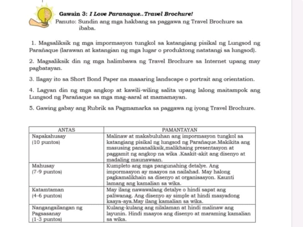 Gawain 3: I Love Paranaque.. Travel | StudyX