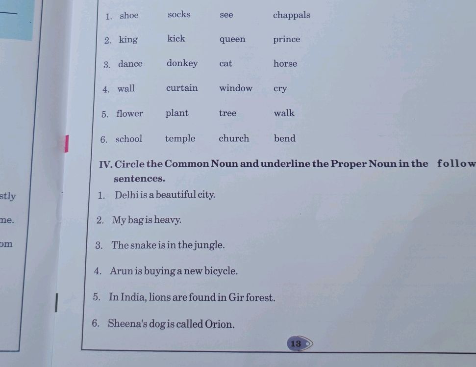 IV. Circle the Common Noun and underline the | StudyX