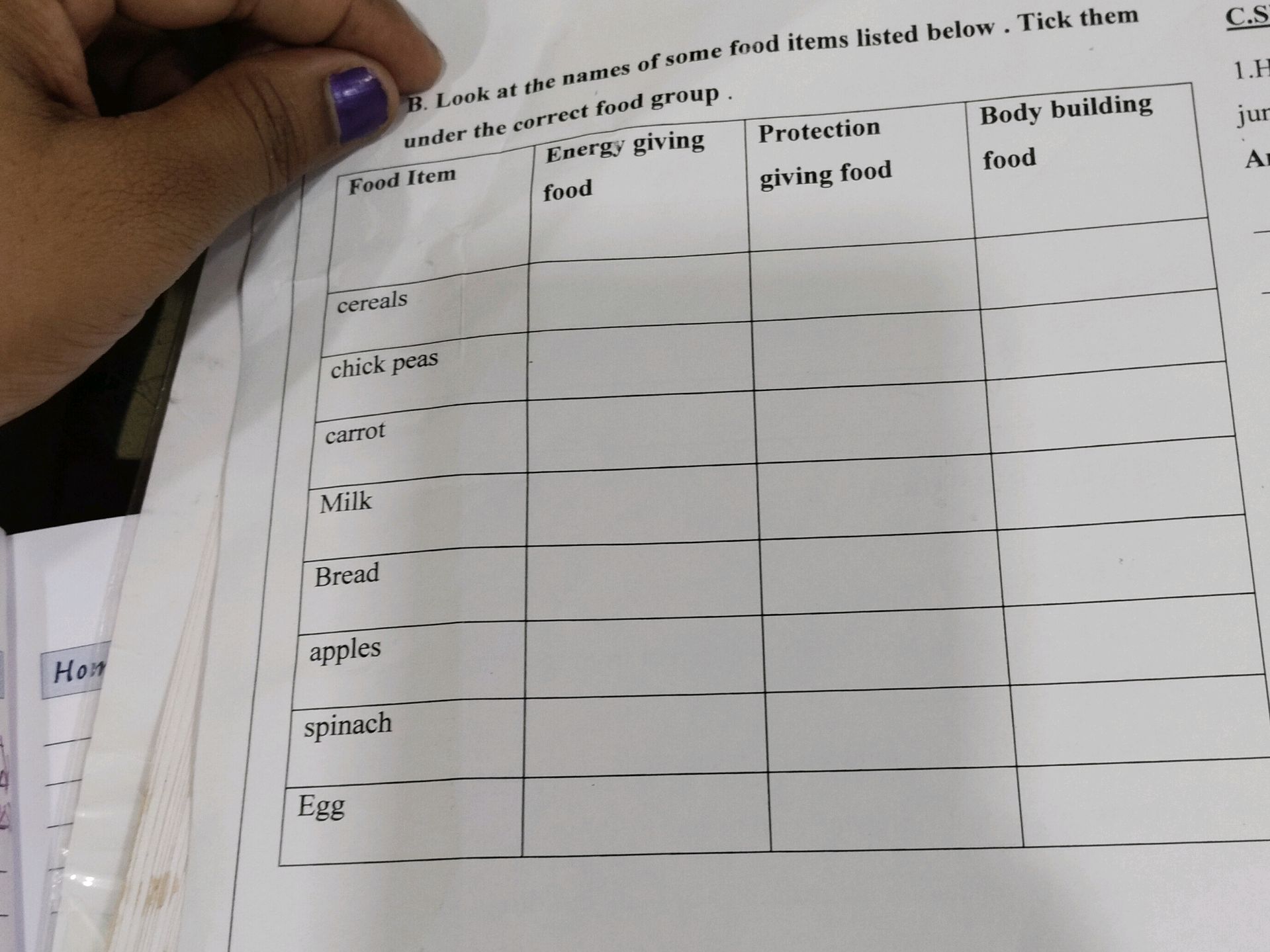 B. Look at the names of some food items