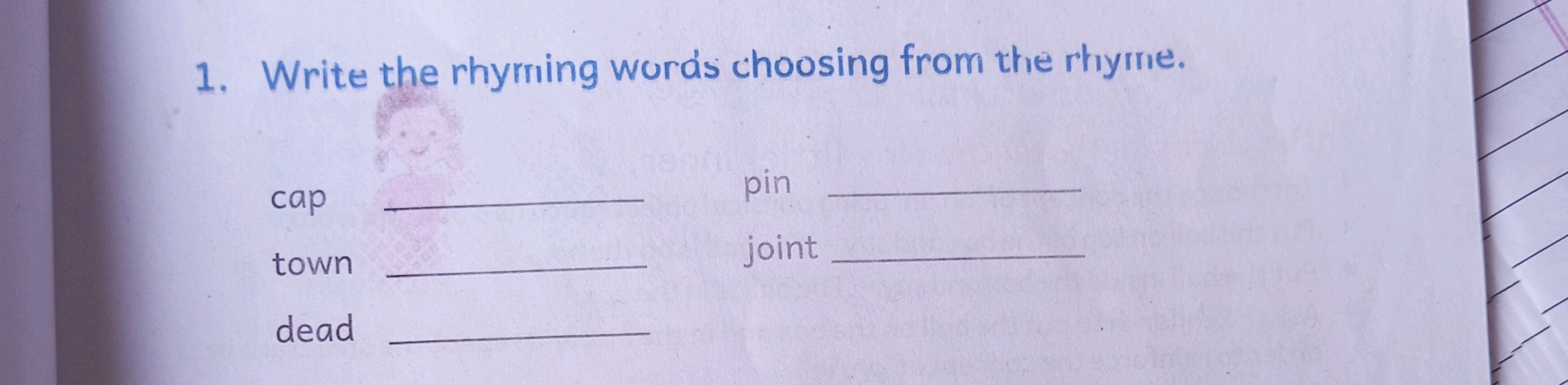 1. Write the rhyming words choosing from the | StudyX