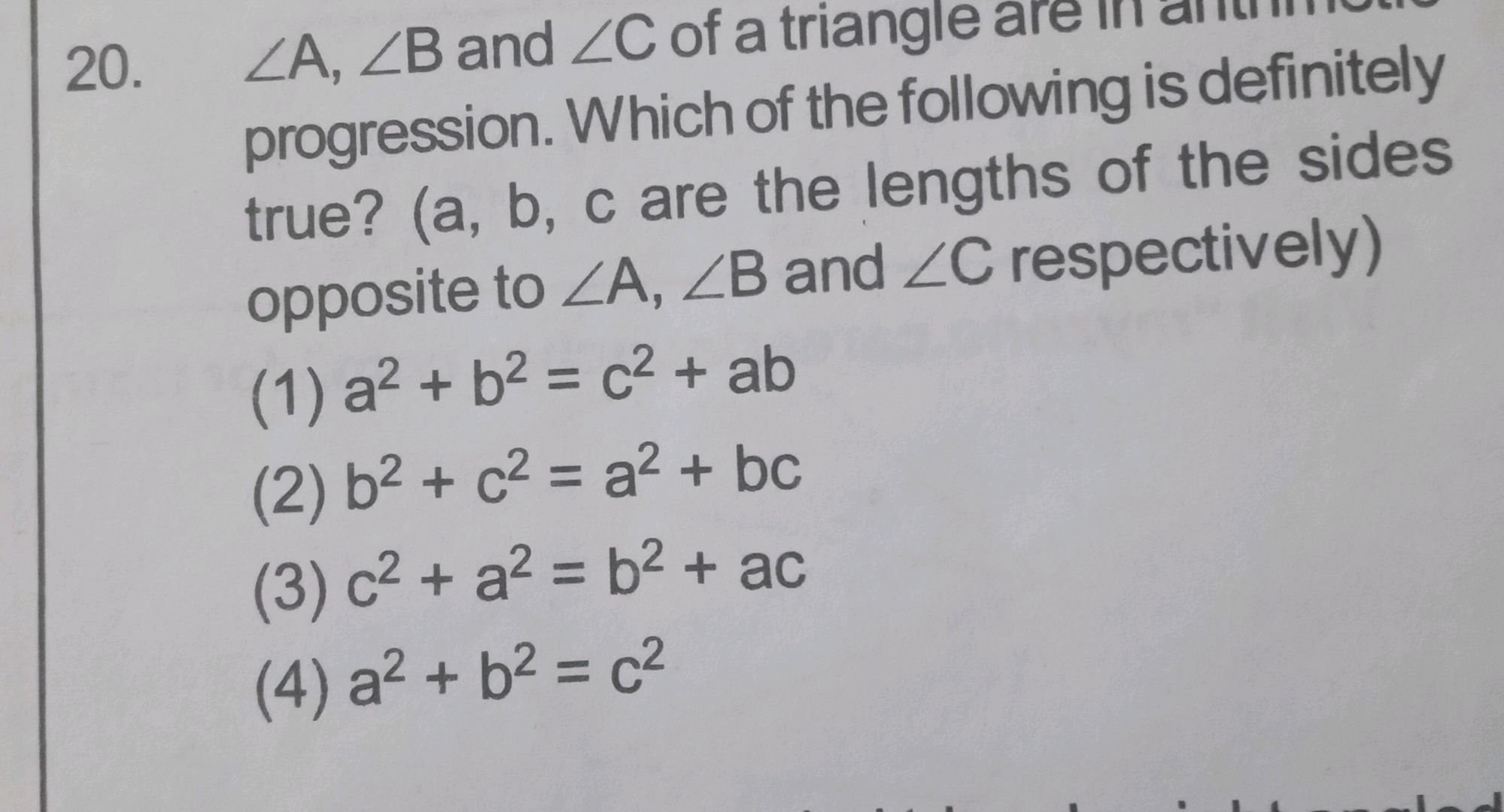 20. ∠A, ∠B and ∠C of a triangle are in | StudyX
