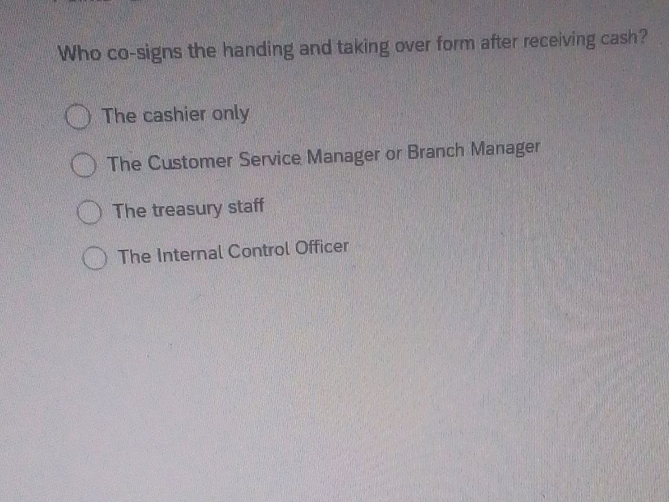 Who co-signs the handing and taking over | StudyX