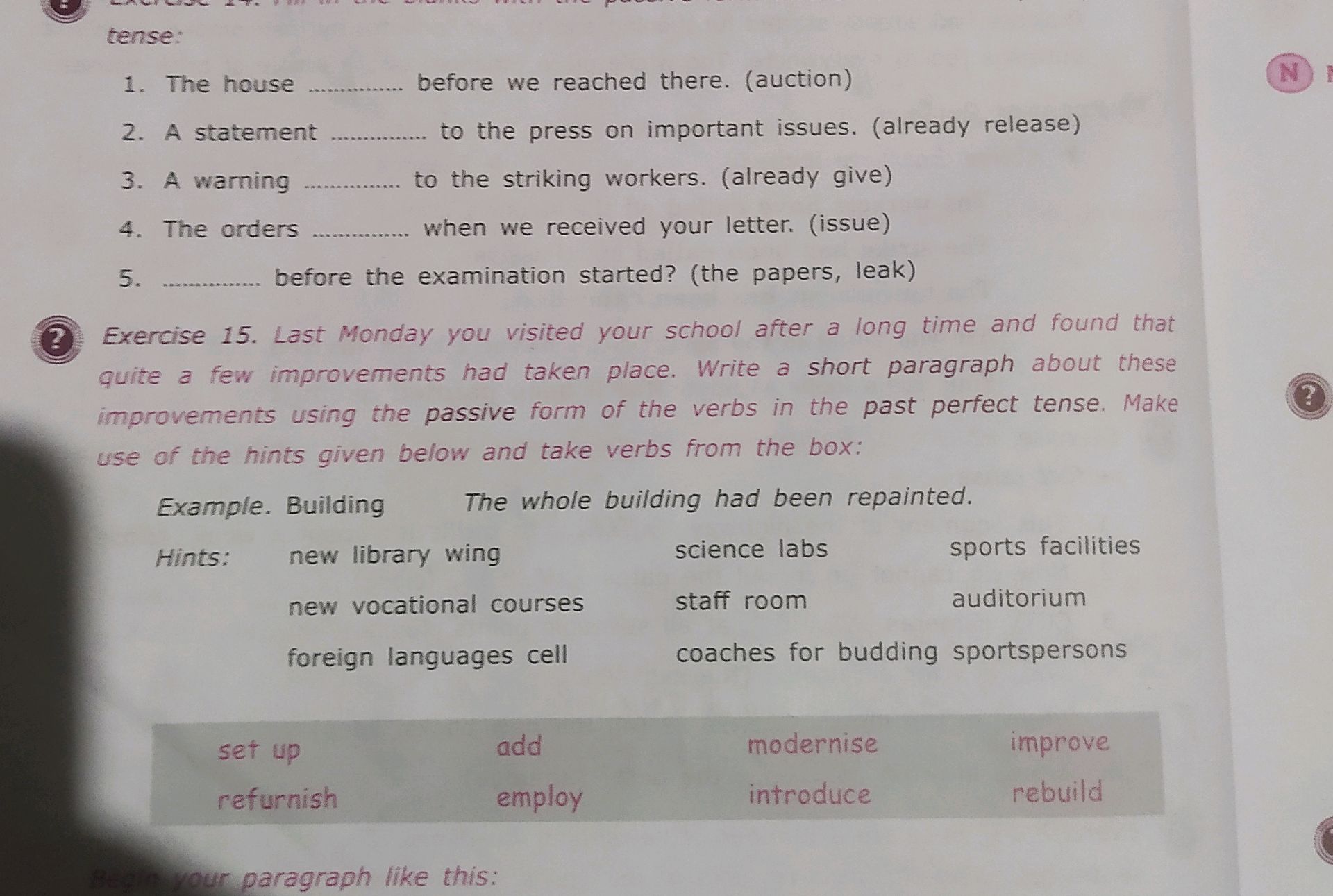 Exercise 14. Fill in the blanks with the | StudyX