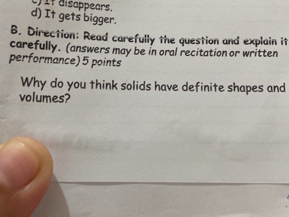Why do you think solids have definite shapes | StudyX