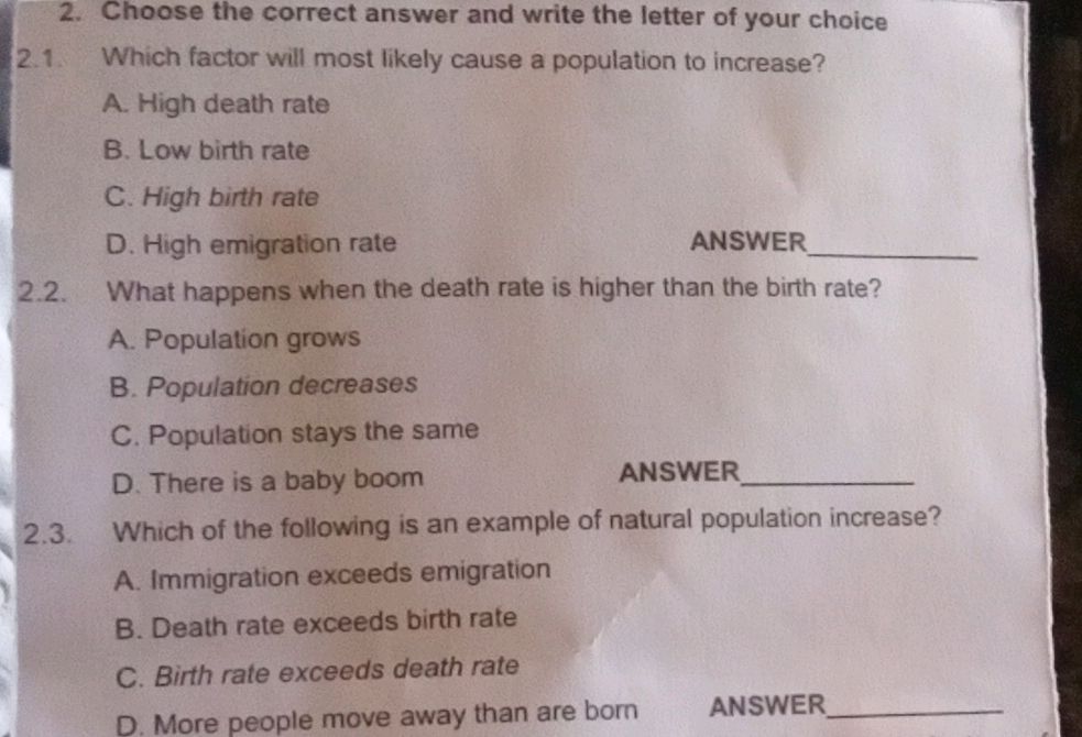 2. Choose the correct answer and write the | StudyX