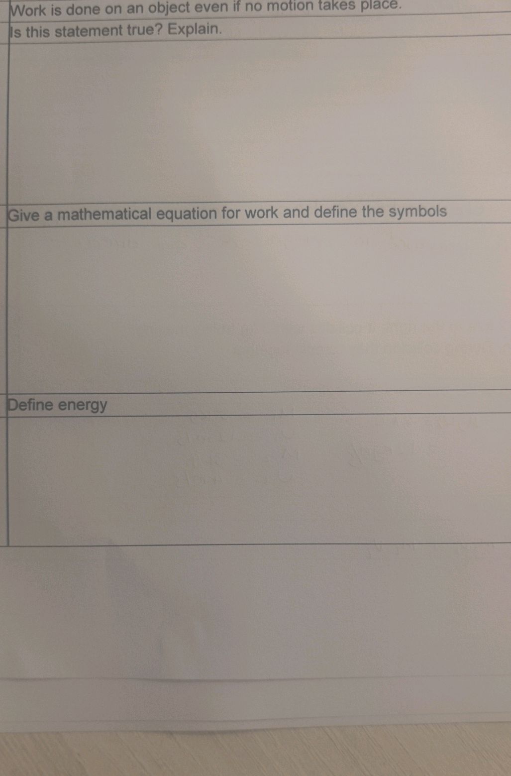 Work is done on an object even if no motion