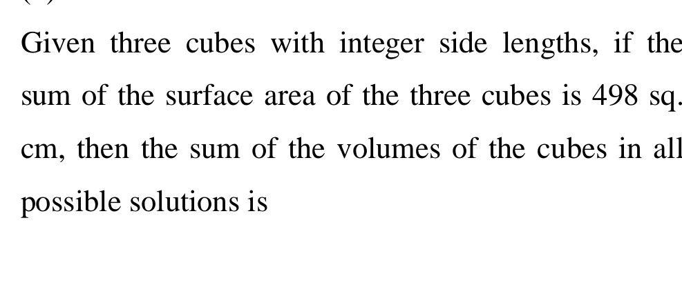 Given three cubes with integer side lengths,