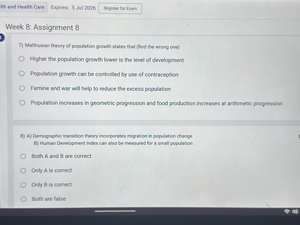 7) Malthusian theory of population growth