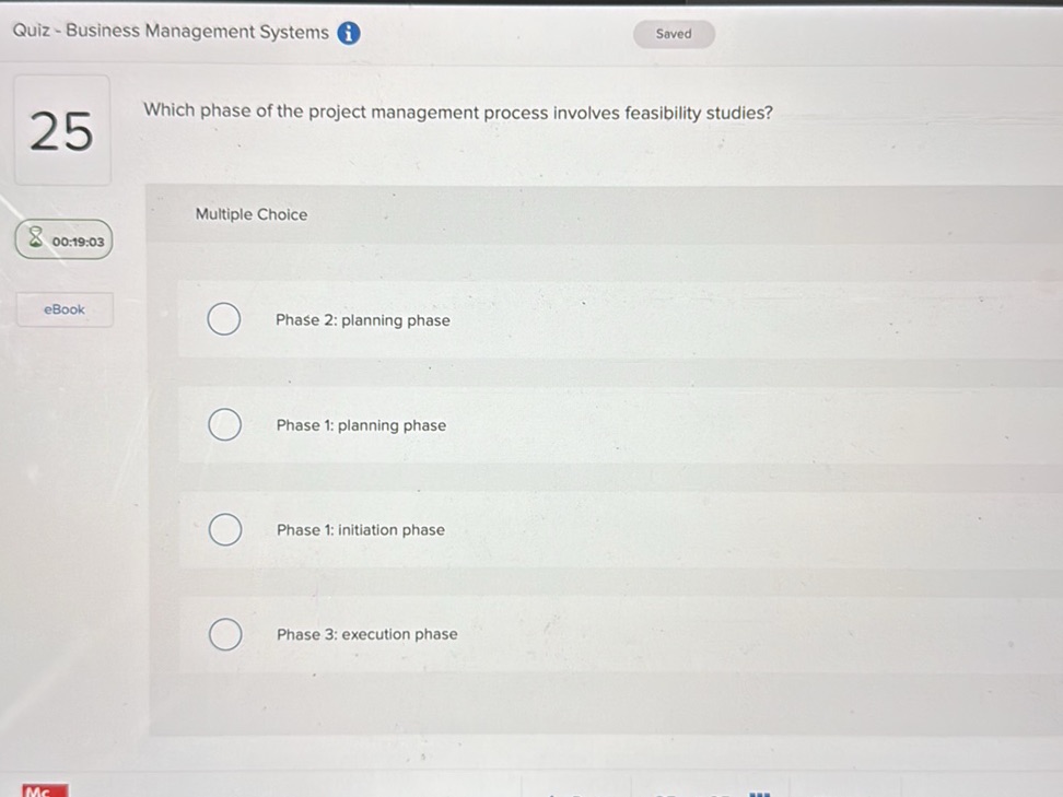 Which phase of the project management