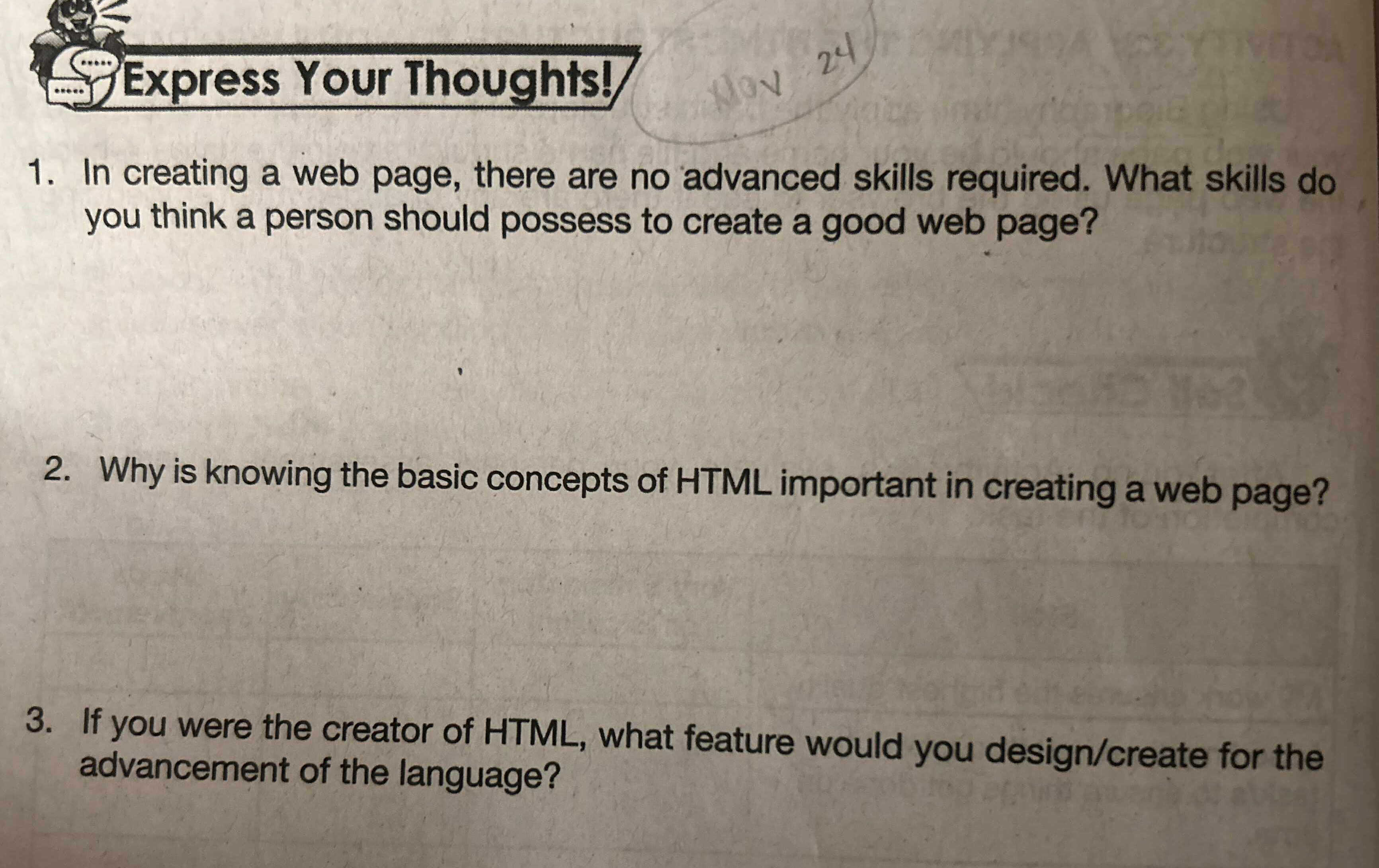 1. In creating a web page, there are no | StudyX