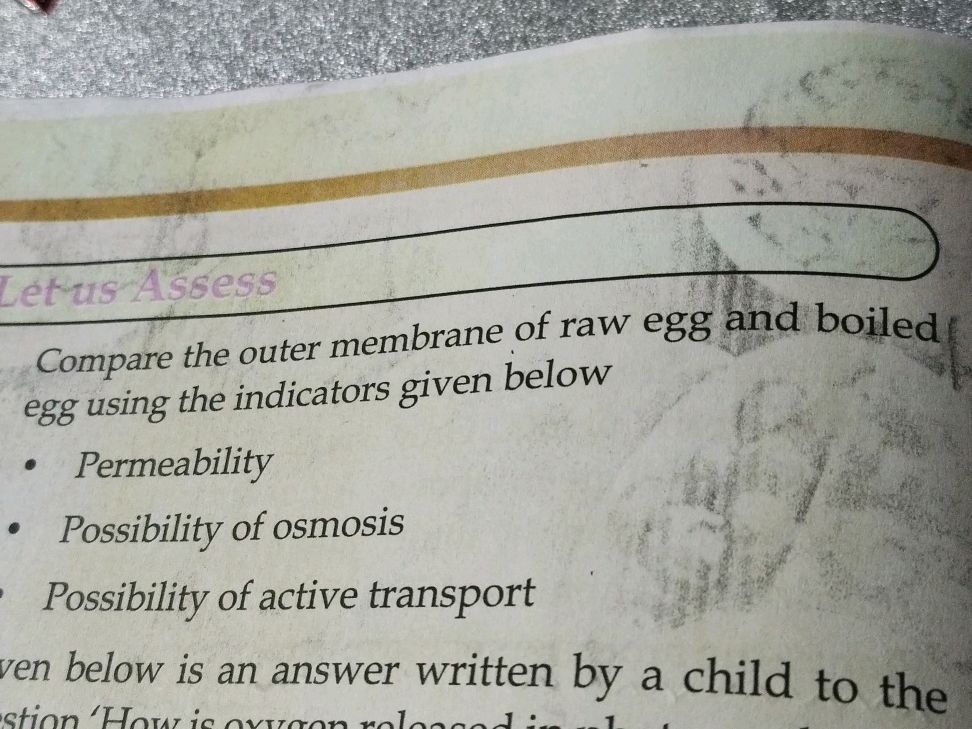 Compare the outer membrane of raw egg and | StudyX