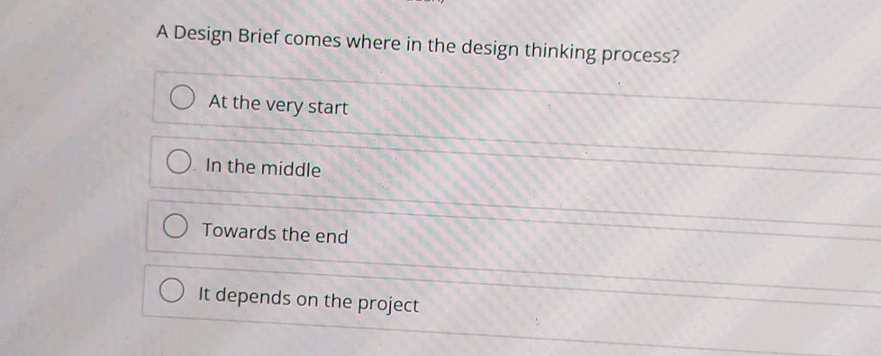 A Design Brief comes where in the design | StudyX
