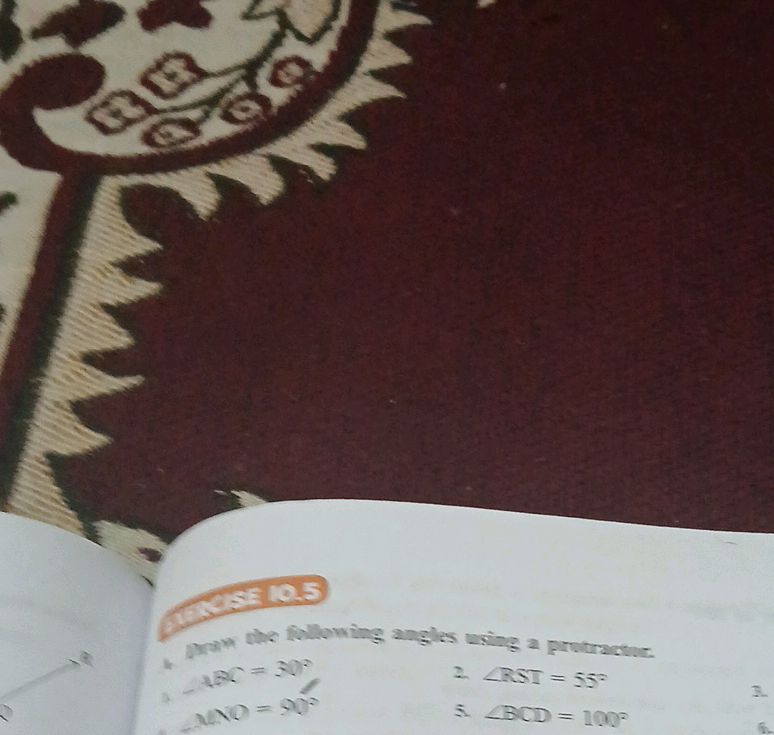 Draw the following angles using a