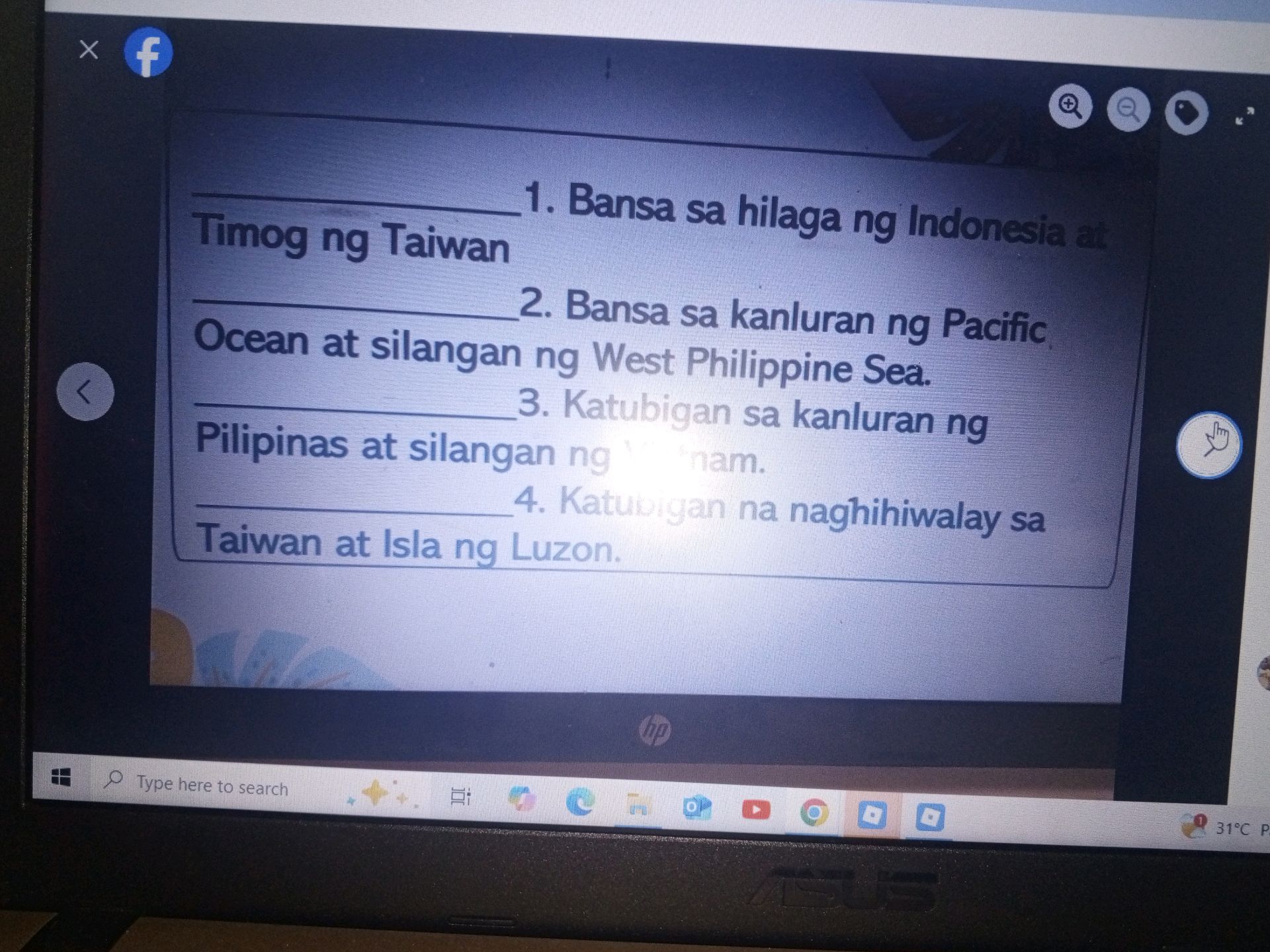 Bansa sa hilaga ng Indonesia at Timog ng | StudyX