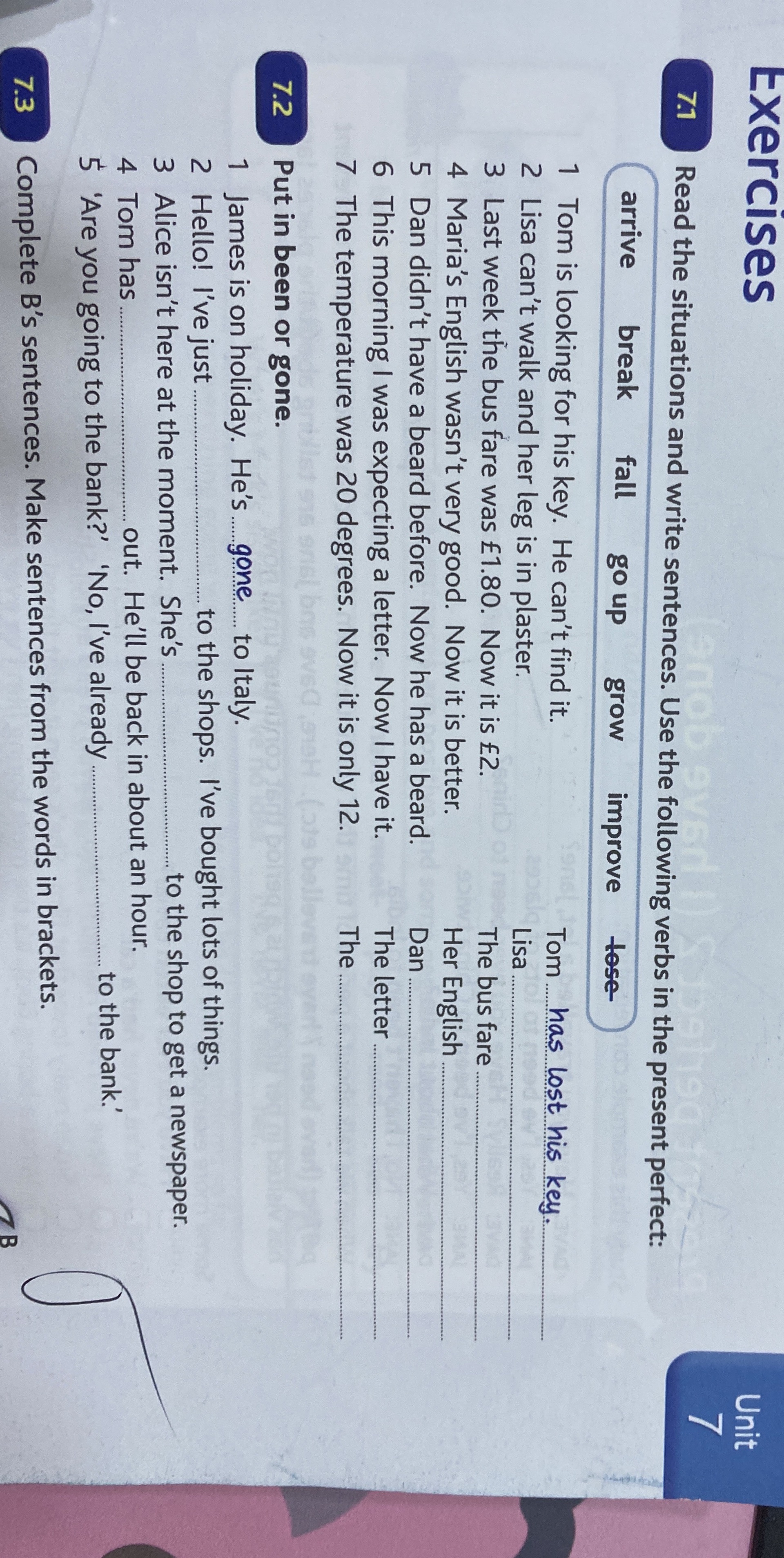 7.1 Read the situations and write sentences. | StudyX