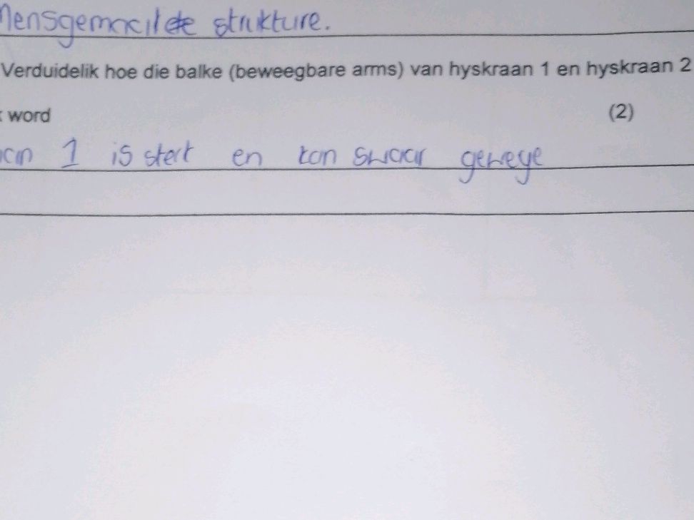 Verduidelik hoe die balke (beweegbare arms) | StudyX