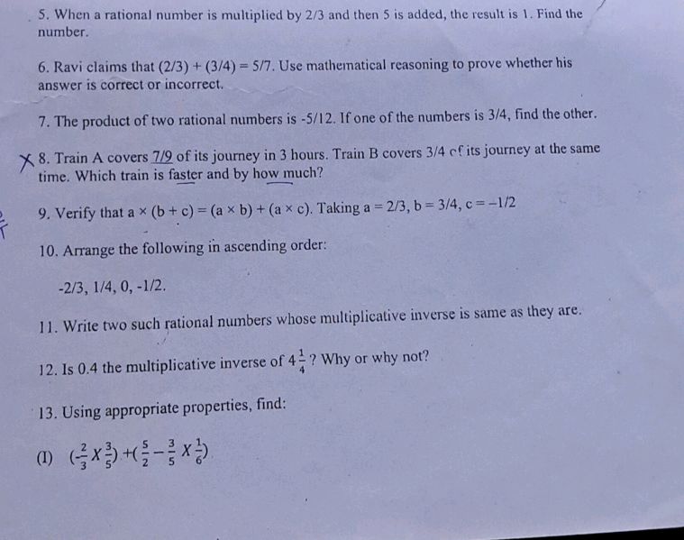 5. When a rational number is multiplied by | StudyX