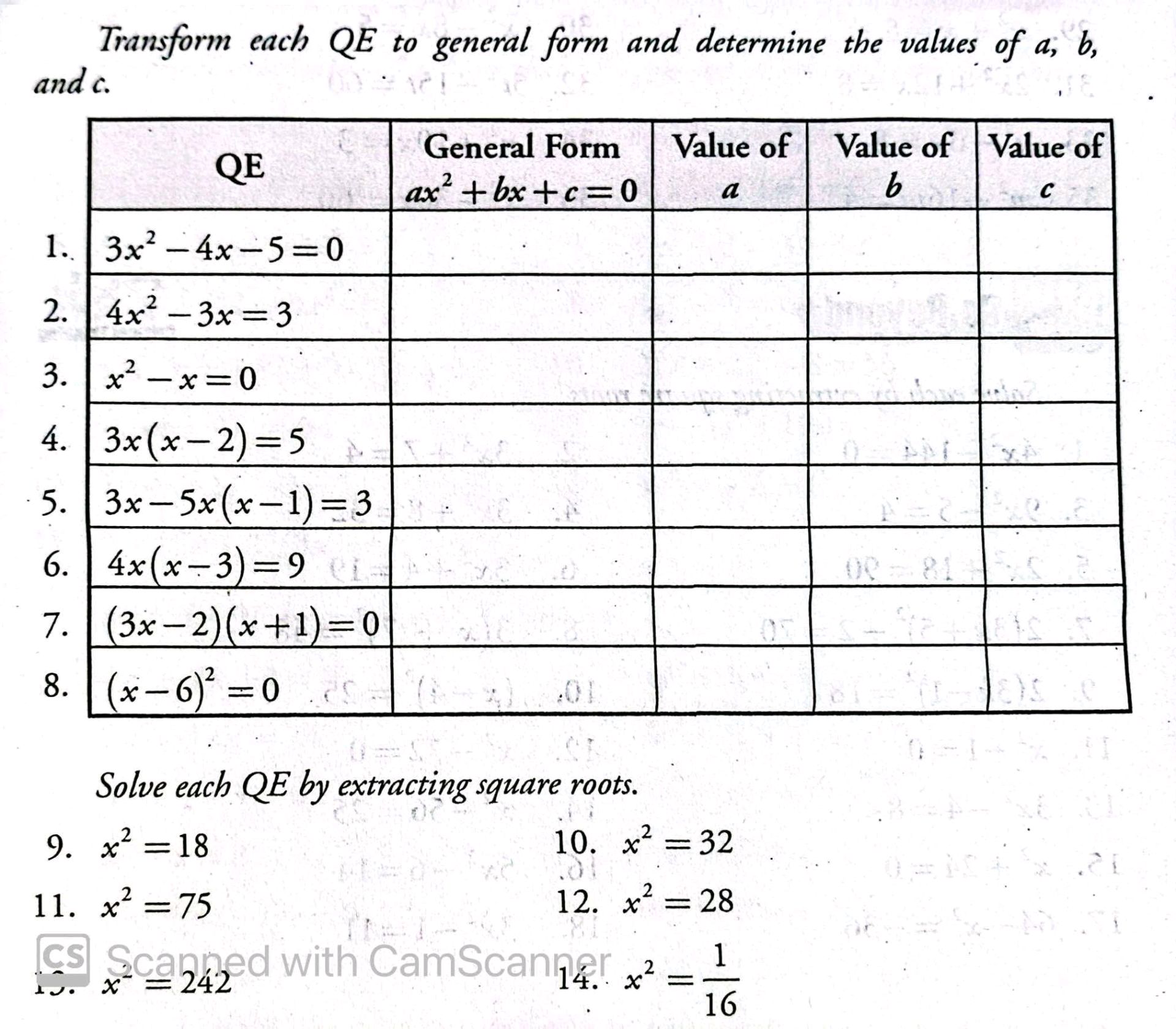 Transform each QE to general form and | StudyX