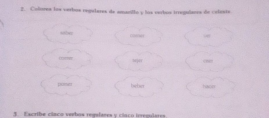 2. Colorea los verbos regulares de amarillo | StudyX